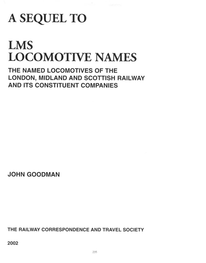 LMS Locomotive Names – RCTS Digital Archive